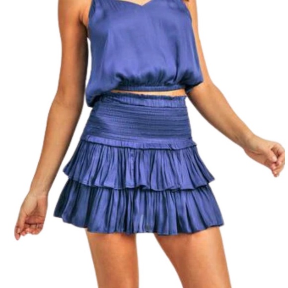 The Reset | Skirts | Navy Reset Smocked Layered Skit | Poshmark
